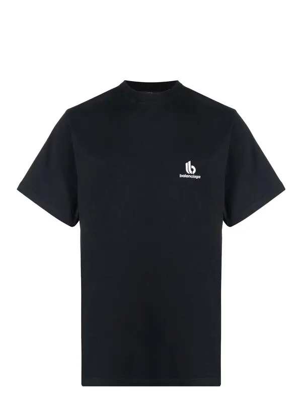 Balenciaga Logo-embroidered Short-sleeve T-shirt - Black
