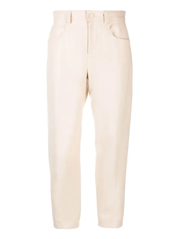 Stella McCartney Faux Leather Straight Leg Trousers - Neutrals