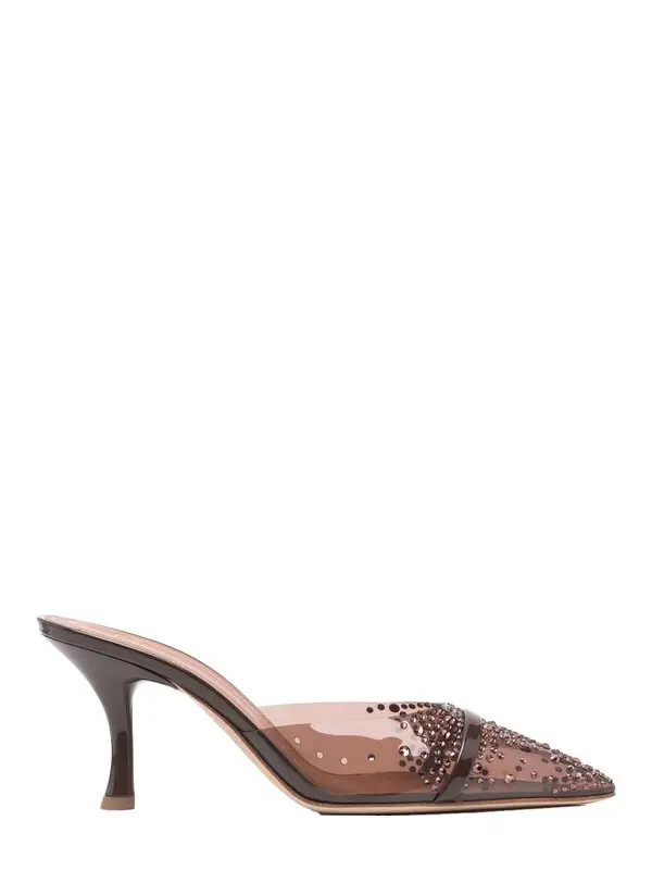 MALONE SOULIERS Crystal-embellished 80mm Leather Mules - Brown