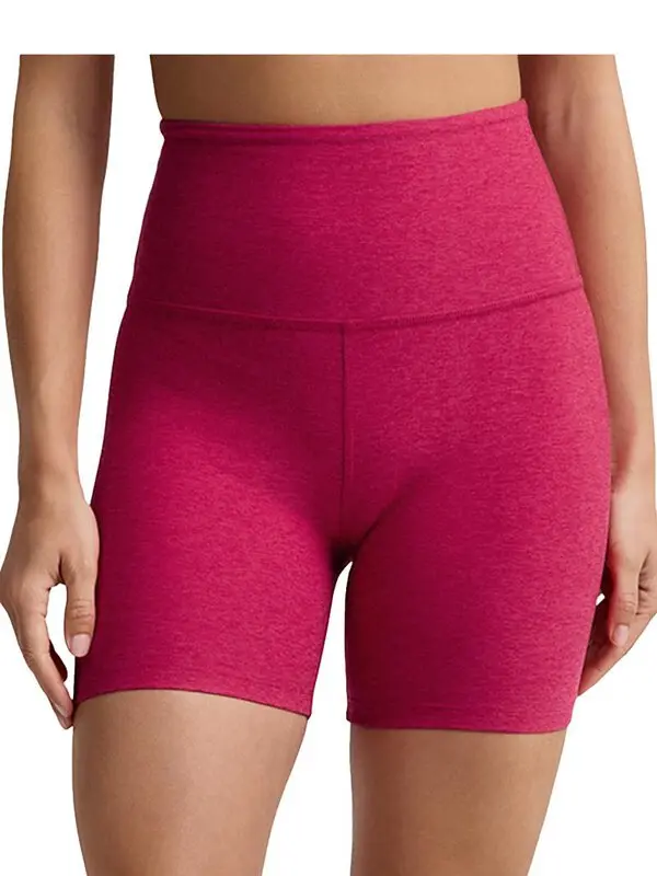 Beyond Yoga Keep Pace Biker Shorts - Berry Red Heather