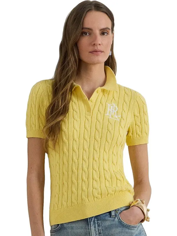 Ralph Lauren Cable-knit Cotton Polo Sweater - Lemon Sorbet