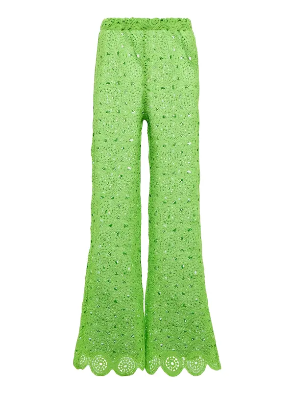 Remain Birger Christensen Nola Crochet Flared Pants - Green