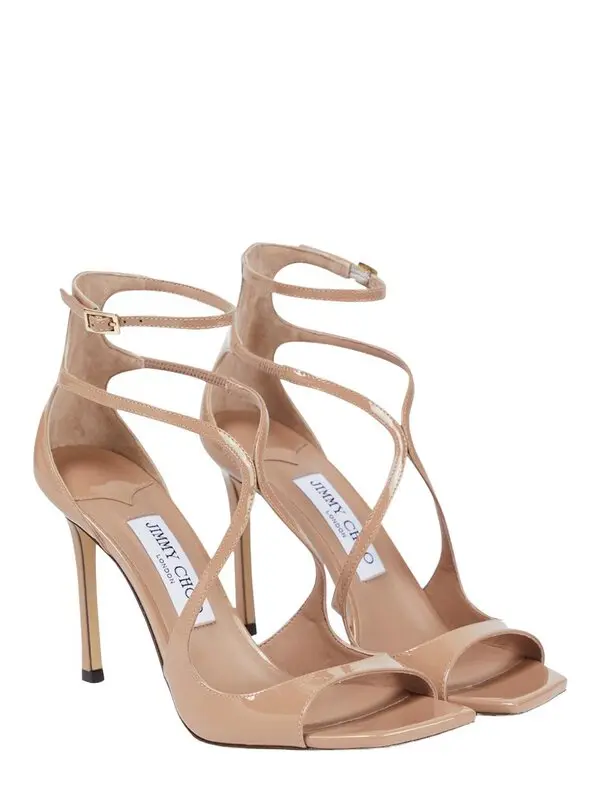 JIMMY CHOO Azia 95 Patent Leather Sandals - Pink