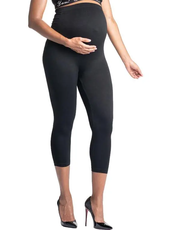 PREGGO LEGGINGS Mom's Night Out Maternity Crop Leggings - Black