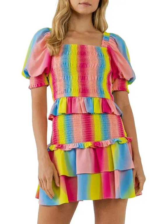 Endless Rose Ombré Striped Smocked Top - Multi