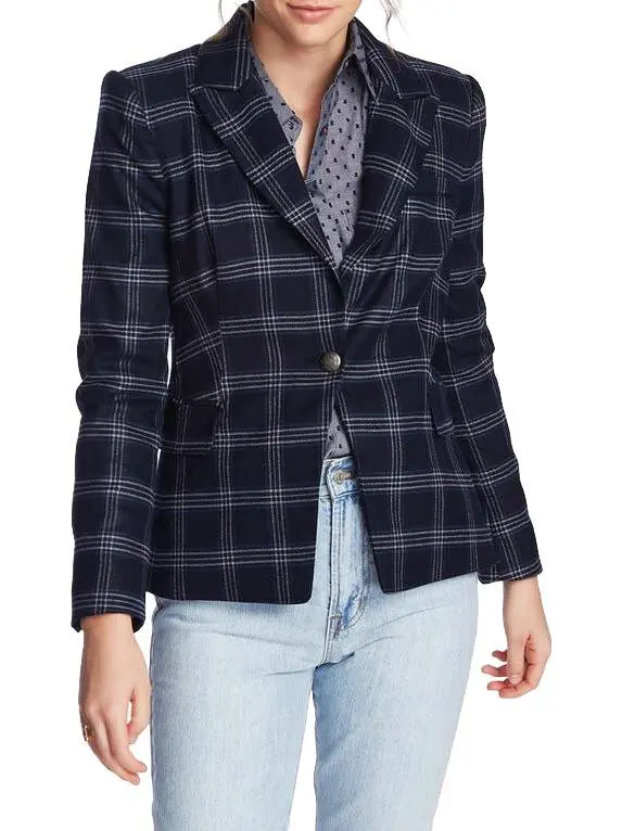 COURT & ROWE Plaid One-button Blazer - Blue Night