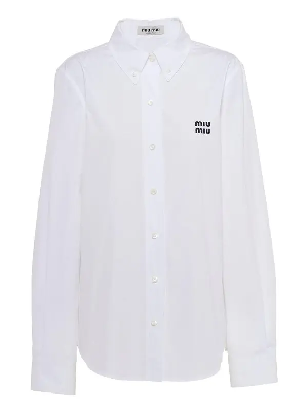 Miu Miu Embroidered Logo Poplin Shirt - White