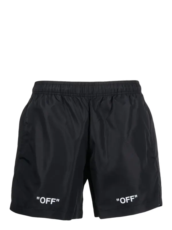 Off-White Logo-print Swim Shorts - Black