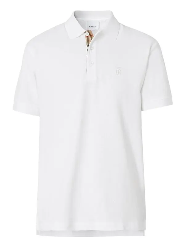 Burberry Monogram Motif Cotton-piqué Polo Shirt - White