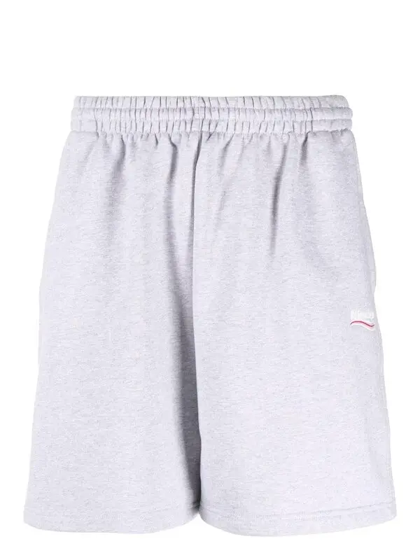 Balenciaga Logo Embroidery Track Shorts - Grey