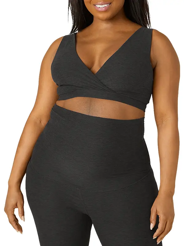 Beyond Yoga Maternity Criss Crossover Nursing Bra - Darkest Night