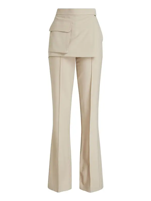 Helmut Lang Layered Twill Bootcut Pants - Beige