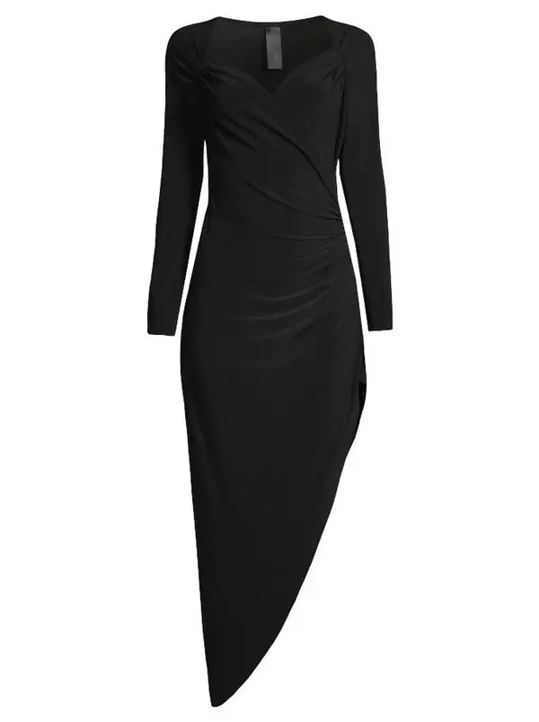 Norma Kamali Asymmetric Draped Gathered Dress - Black