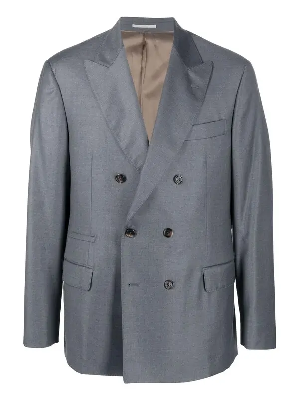 Brunello Cucinelli Double-breasted Wool Blazer - Grey