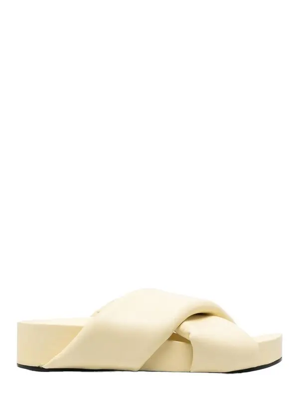 JIL SANDER Criss-cross Leather Slide Sandals - Yellow