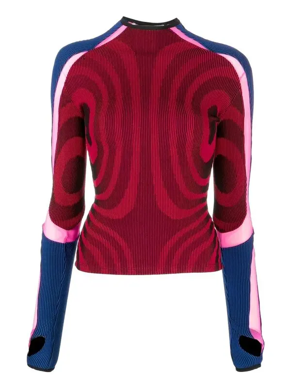 PAOLINA RUSSO Ribbed Long-sleeve Top - Red
