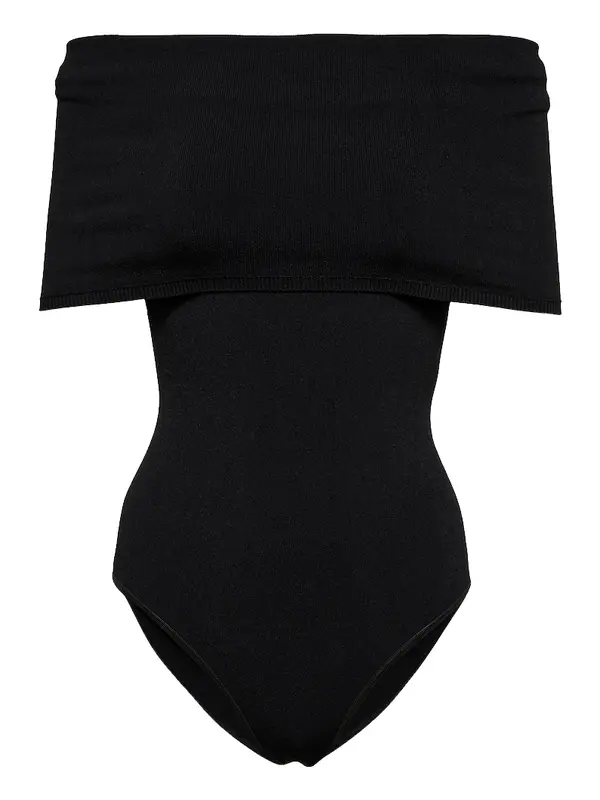 Alaïa Off-shoulder Knit Bodysuit - Black