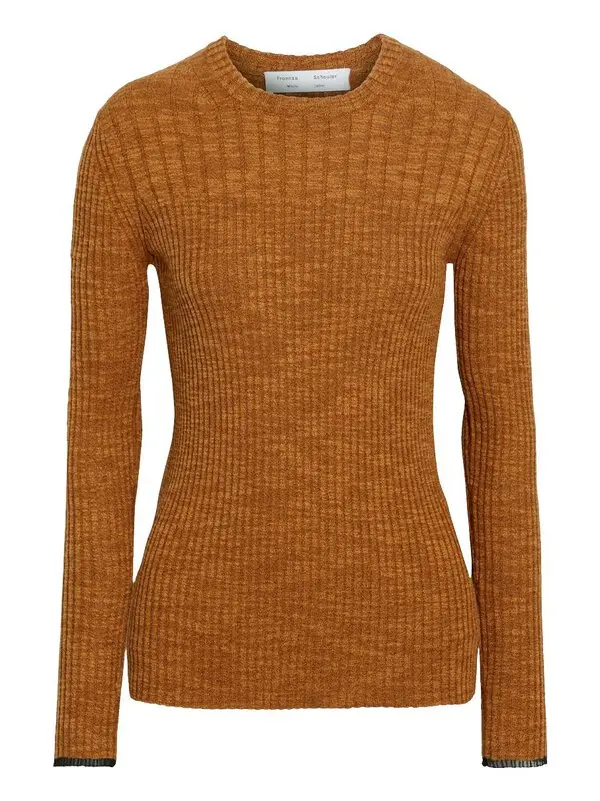 Proenza Schouler Cutout Ribbed Cotton-blend Sweater - Light Brown