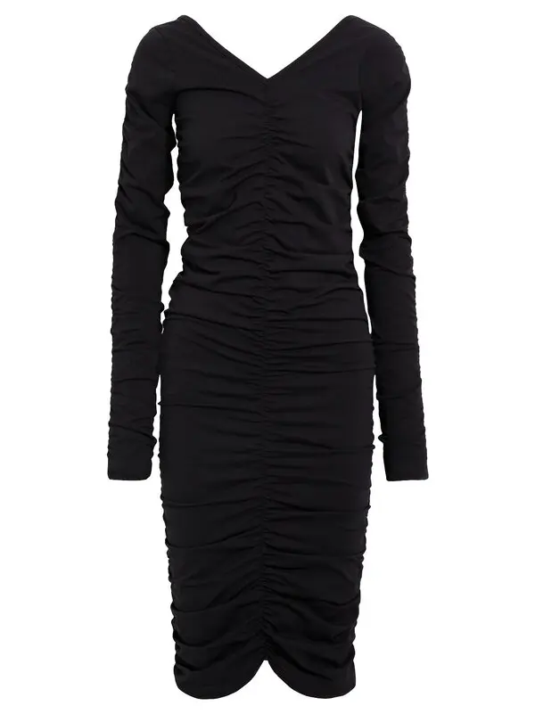 Helmut Lang Ruched Stretch-jersey Dress - Black