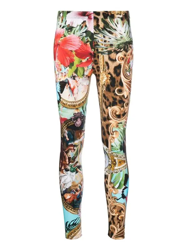 Philipp Plein Baroque-floral Print Leggings - Blue