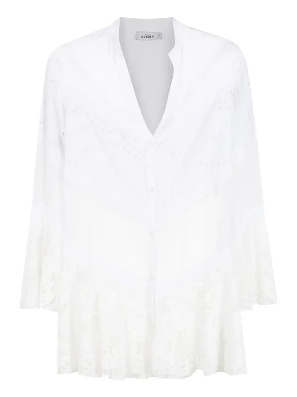 AMIR SLAMA Sheer-panel Shirt Dress - White