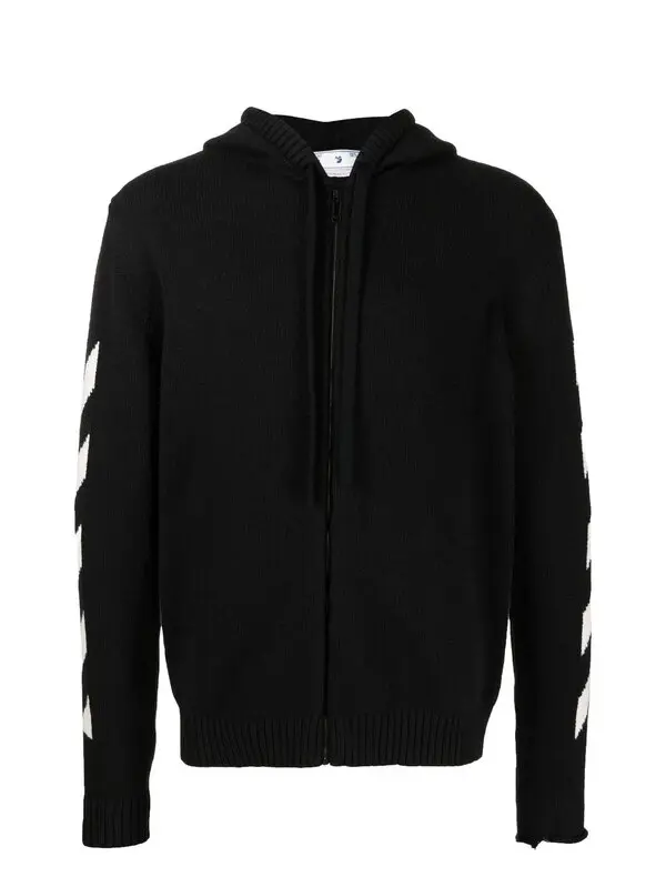 Off-White Diag-stripe Print Hoodie - Black
