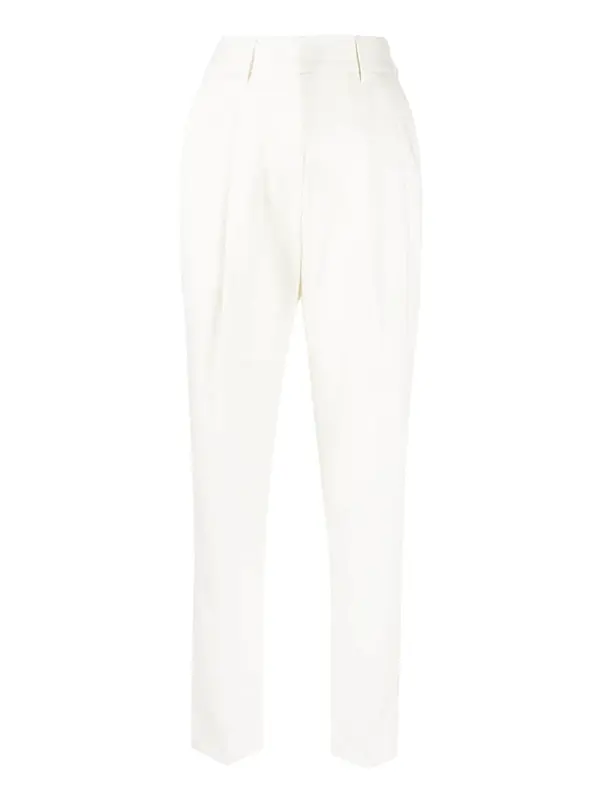 Philipp Plein High-waisted Tapered Trousers - White