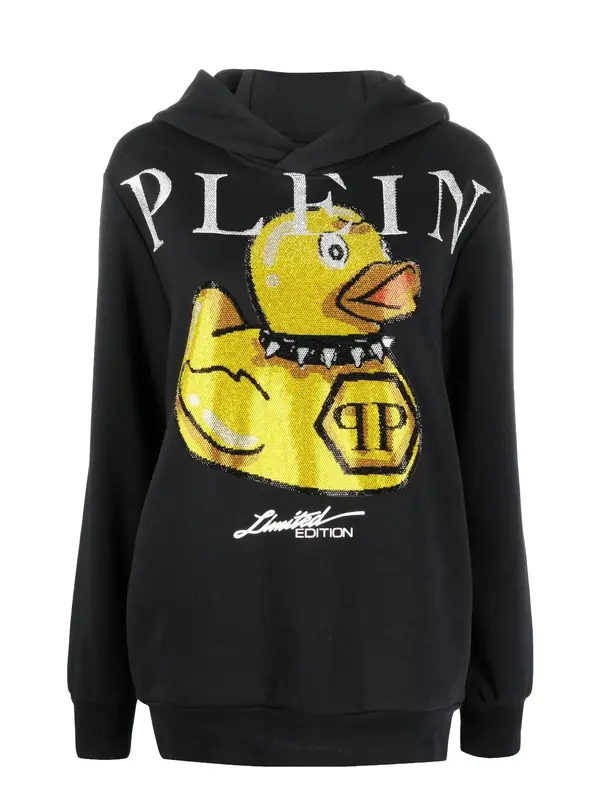 Philipp Plein Logo Graphic Print Hoodie - Neutrals