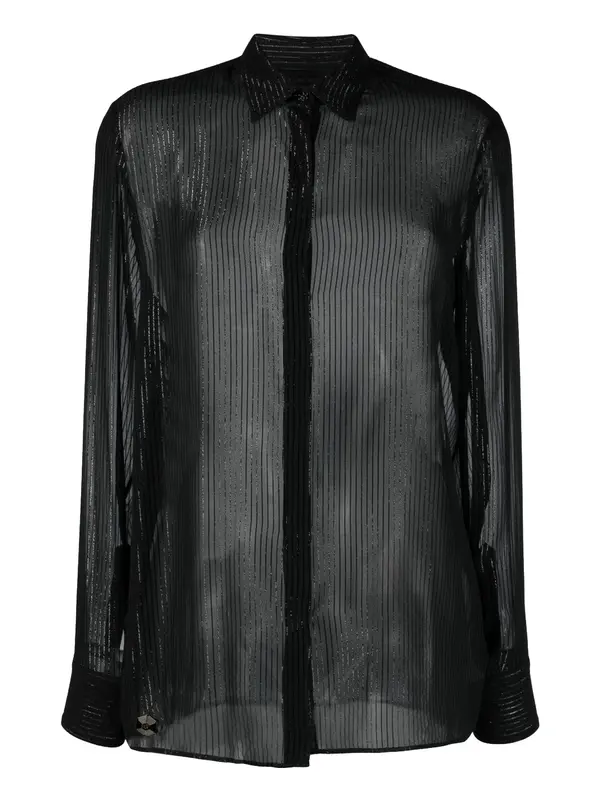 Philipp Plein Semi-sheer Button-down Shirt - Black