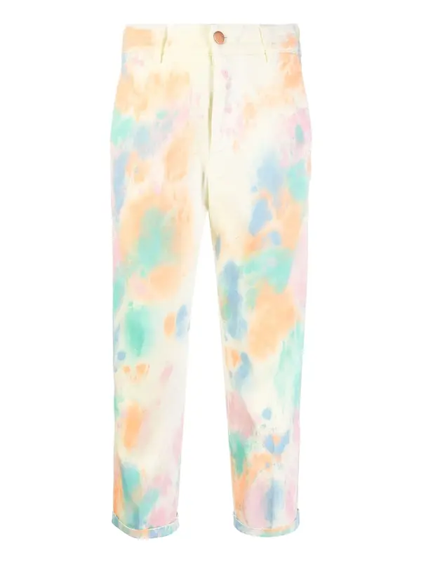 PT TORINO Abstract-print Cropped Trousers - Neutrals