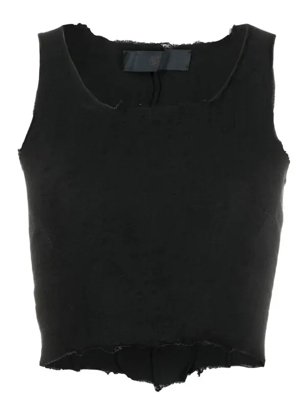 MARC LE BIHAN Raw-edge Cropped Top - Black