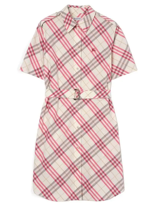Burberry Check Shirt Dress - Aubergine Purple