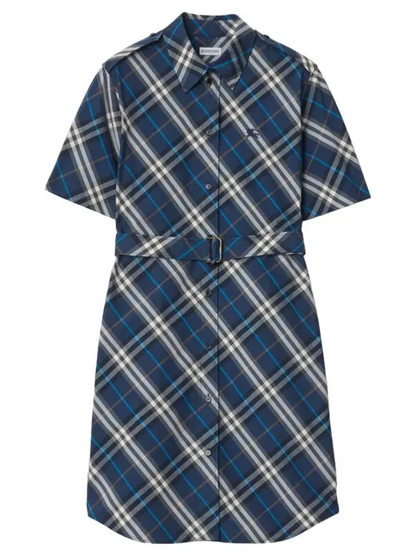 Burberry Check Shirt Dress - Pilot Blue