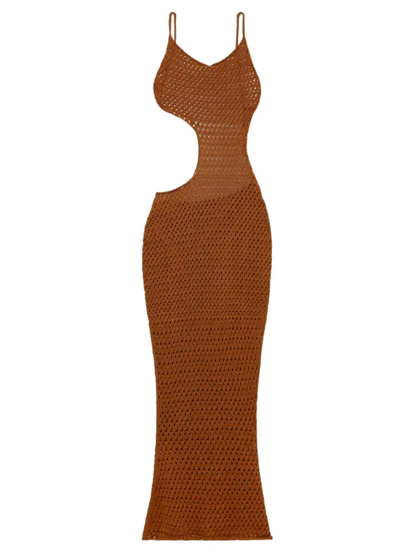 Savannah Morrow Tiva Open-back Crocheted Maxi Dress - Brown