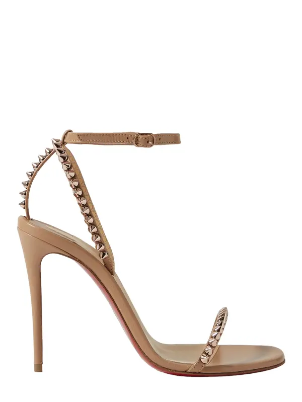 CHRISTIAN LOUBOUTIN So Me 100 Studded Leather Sandals - Neutrals