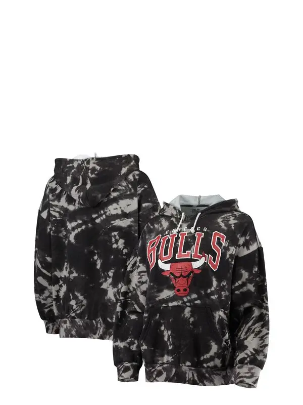 MAJESTIC THREADS Chicago Bulls Tie-dye Pullover Hoodie - Black