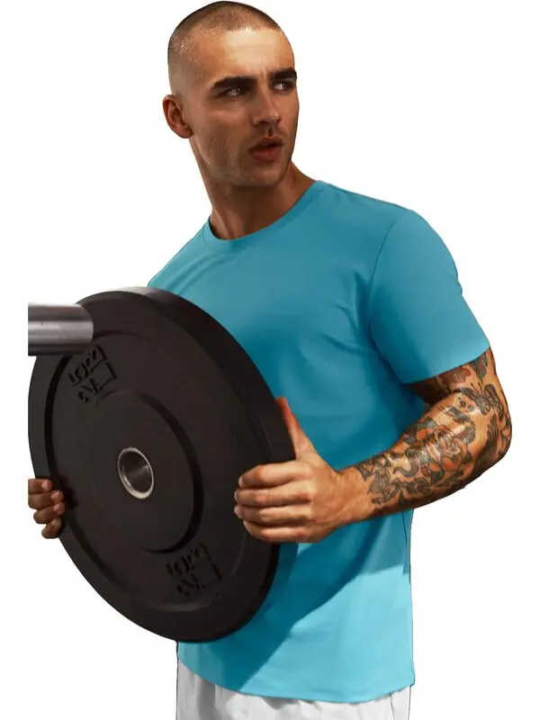 Alo Yoga Conquer Reform Crewneck Short Sleeve Top - Blue Breeze