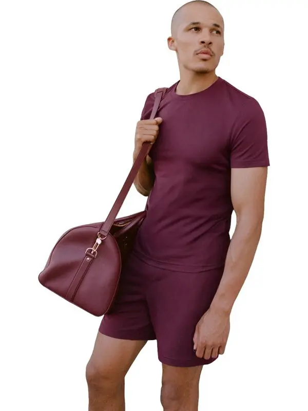 Alo Yoga Conquer Reform Crewneck Short Sleeve Top - Burgundy