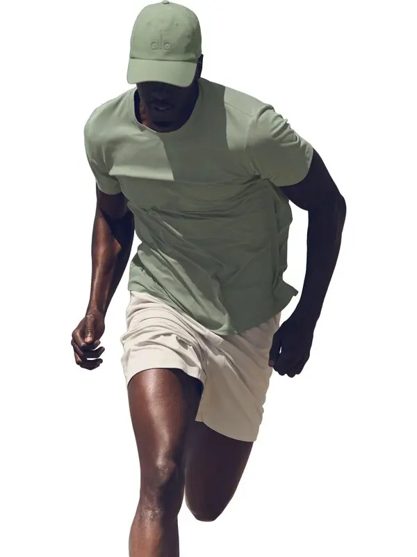 Alo Yoga Conquer Reform Crewneck Short Sleeve Top - Dune Grass
