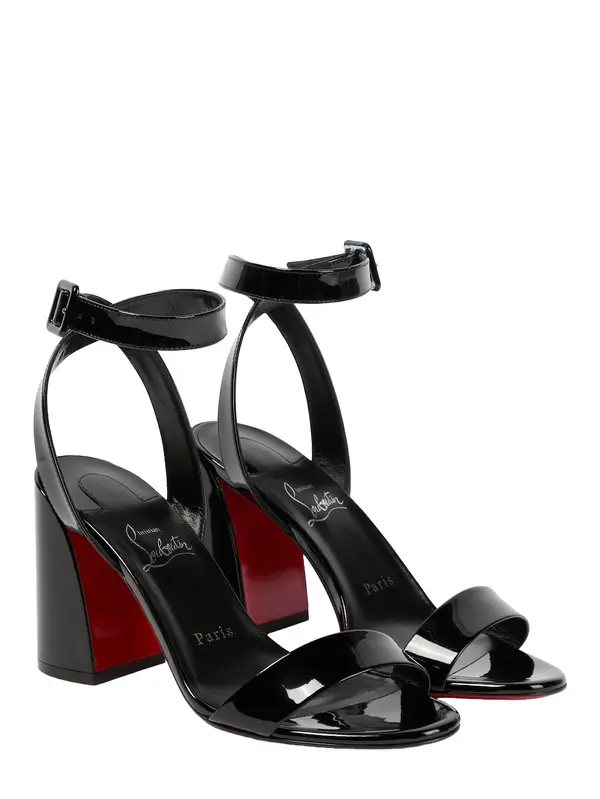 CHRISTIAN LOUBOUTIN Miss Sabina 85 Patent Leather Sandals - Black