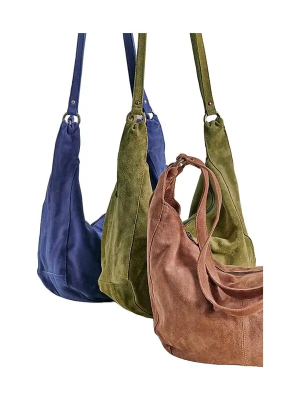 Free People Suede Hobo Tote Bag - Cobalt