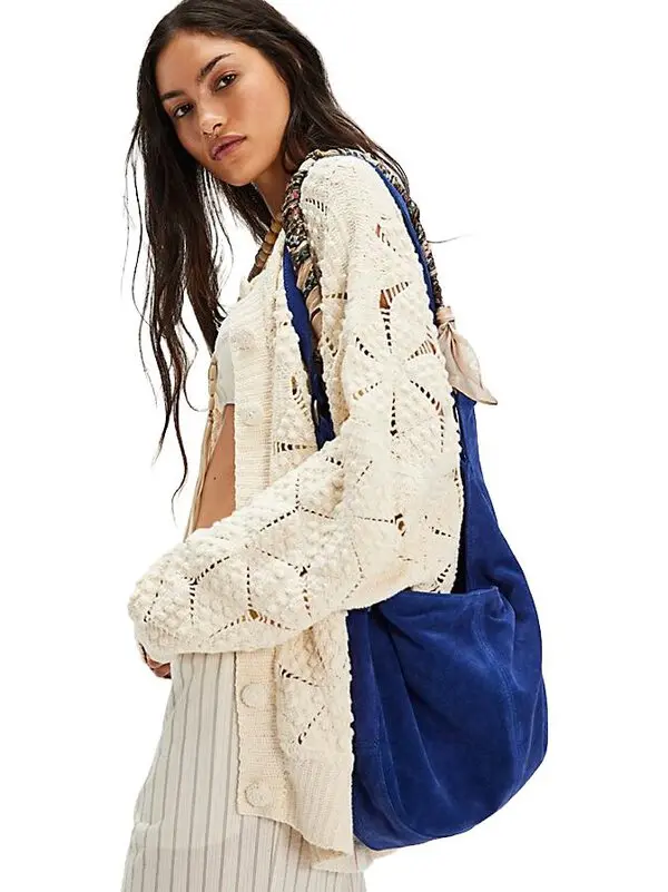 Free People Roma Suede Hobo Bag - Cobalt