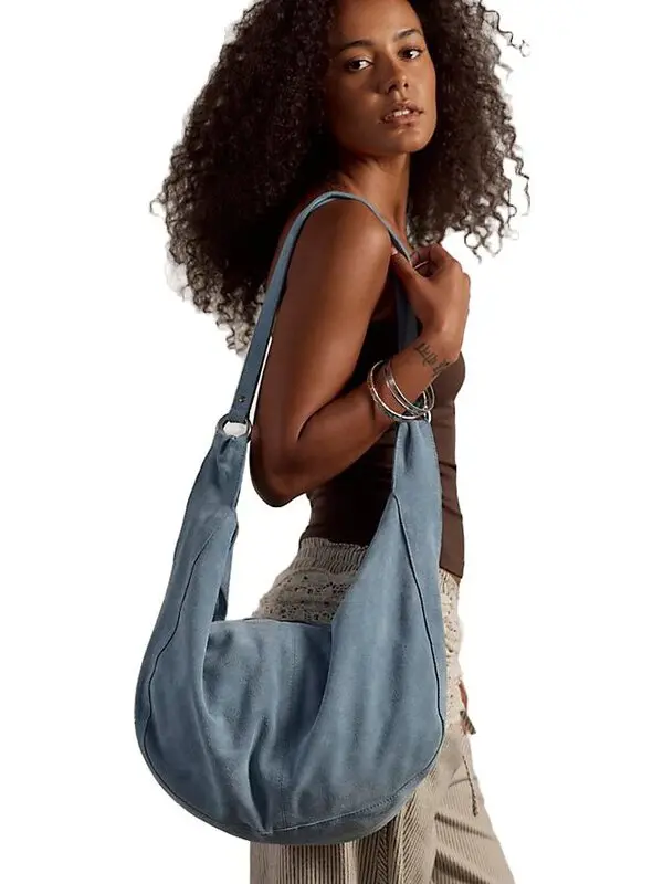 Free People Suede Hobo Tote Bag - Salt Water