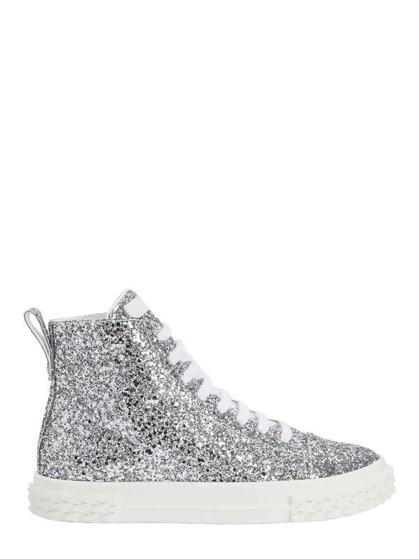 GIUSEPPE ZANOTTI Glitter High-top Sneakers - Silver