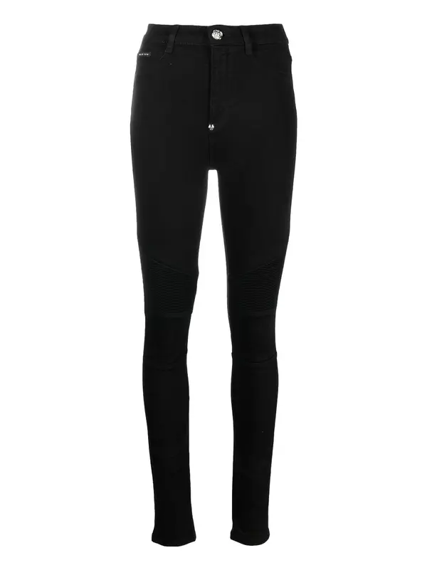 Philipp Plein High-waisted Biker Jeans - Black