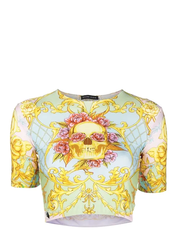 Philipp Plein Baroque-print Crop-top - Green