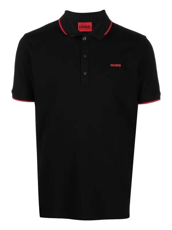 Hugo Logo-print Polo Shirt - Black