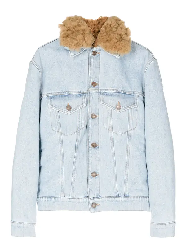 ERL Fur-collared Denim Jacket - Blue