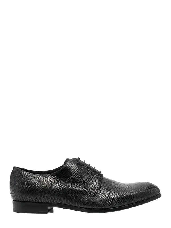 Emporio Armani Snakeskin-effect Leather Derby Shoes - Black