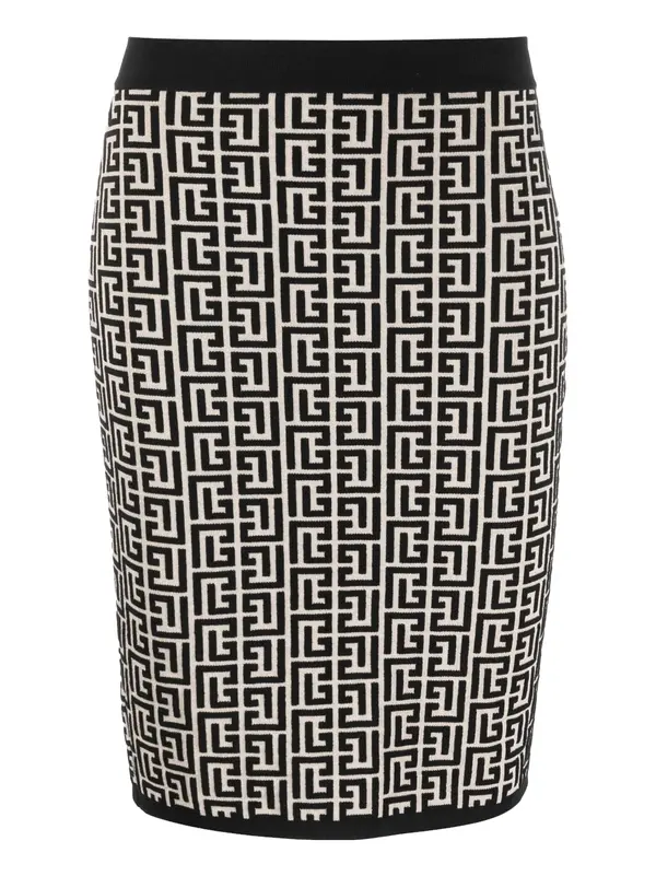 Balmain Monogram Pattern Mini Skirt - Neutrals